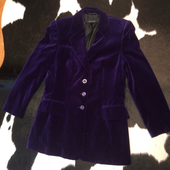 Escada | Jackets & Coats | Escada Purple Velvet Blazer Jacket Size 38 ...